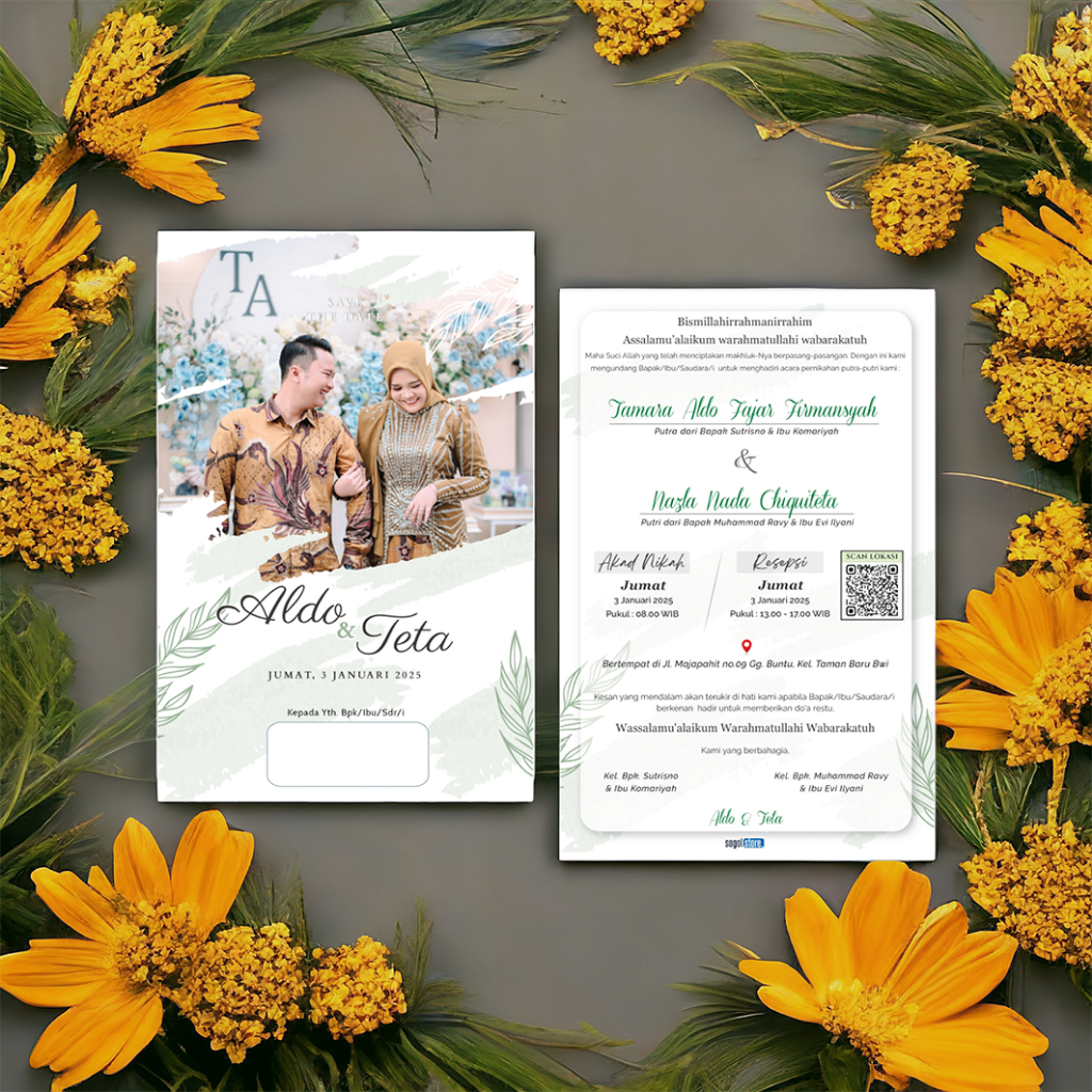 Jual Undangan Pernikahan Glossy dan Matte Full Colour Selembar Bolak ...