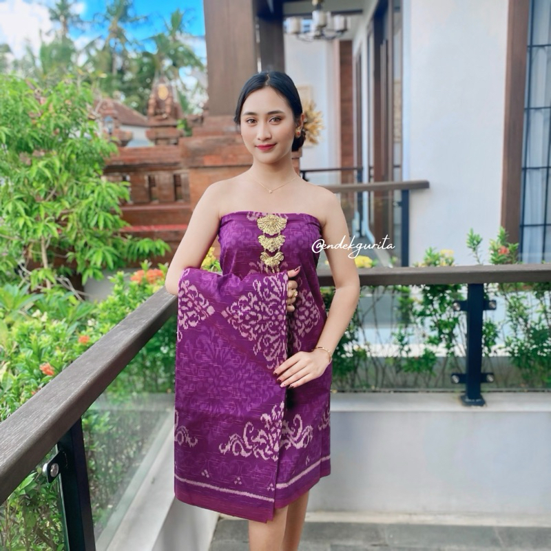 Jual KAIN TENUN ENDEK KHAS BALI MOTIF DOUBLE IKAT PATRA UNGU GRINGSING ...