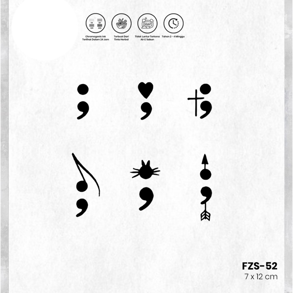 Jual Tattoo Semicolon Tattoo titik koma Tattoo Temporer Tattoo ...