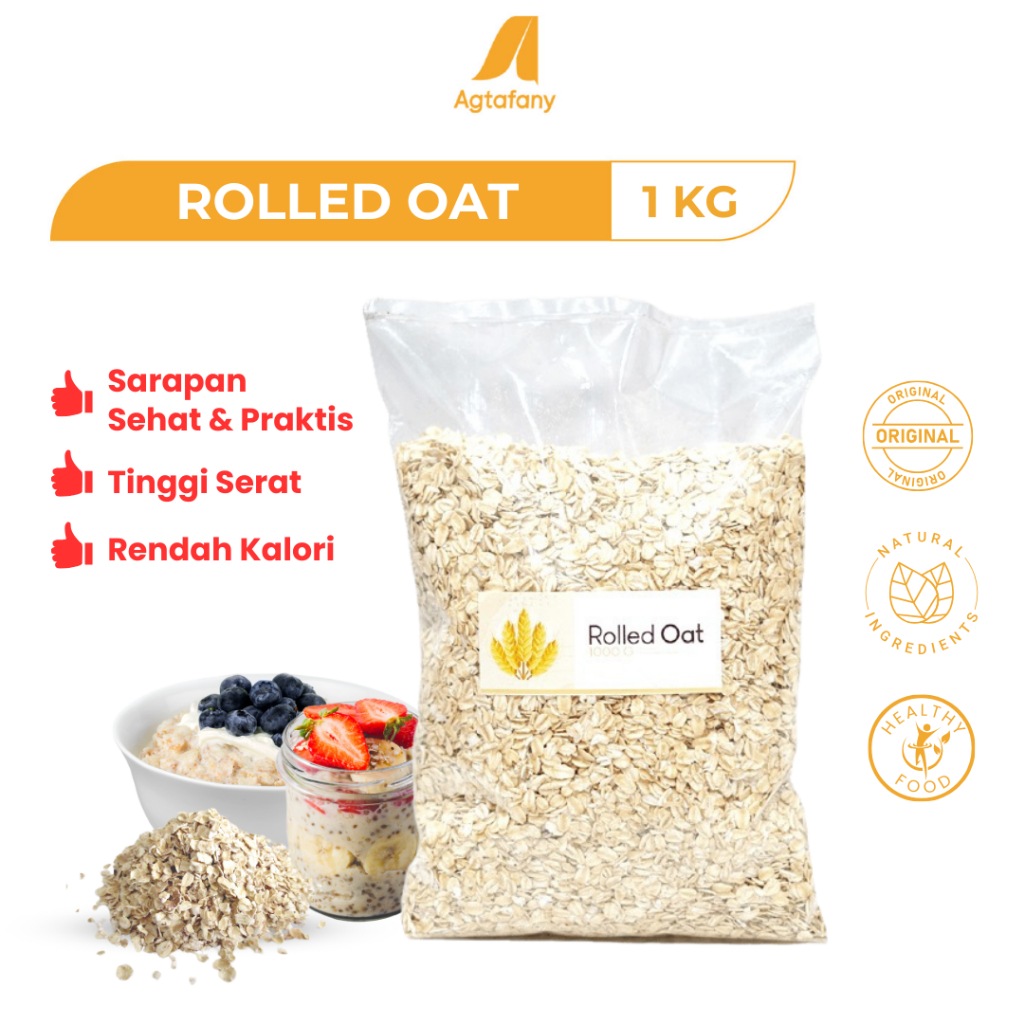 Jual Reguler Rolled Oat 1 Kg - Oatmeal Gandum Utuh Original Makanan ...