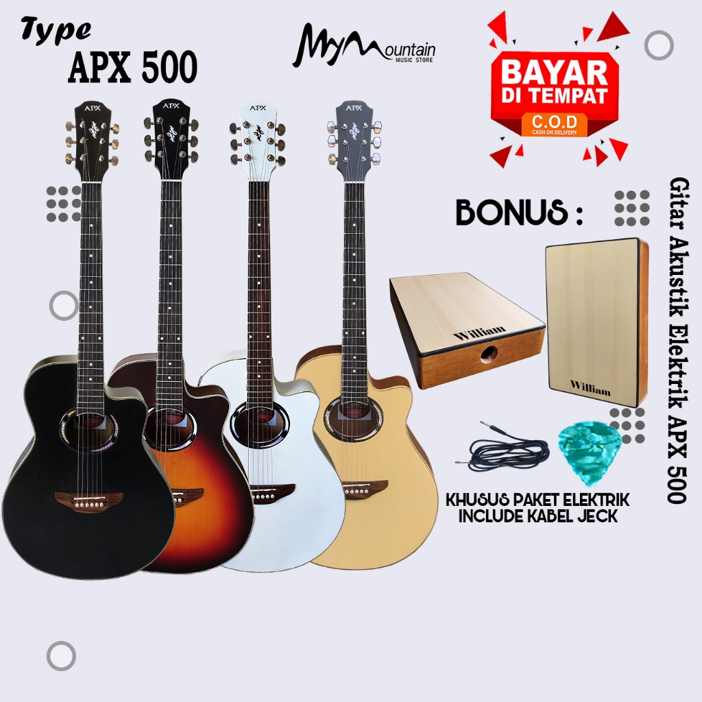 Jual Gitar APX Akustik Elektrik 7545R Paket Bundle Hemat Free Cajon Travel Custom nama | Shopee ...
