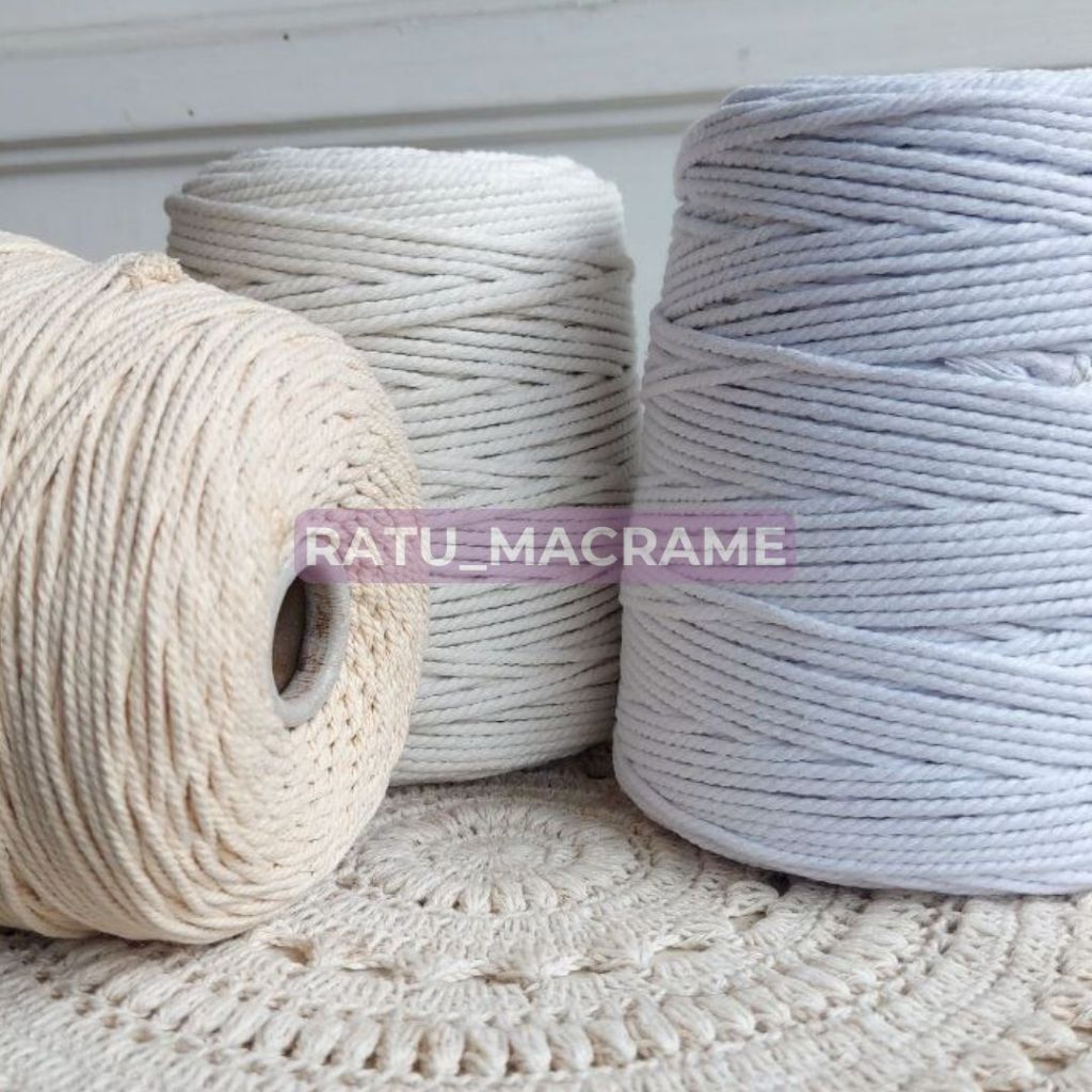 Jual Tali Katun Macrame 2MM 3MM 4MM 1KG 3PLY NATURAL | Shopee Indonesia