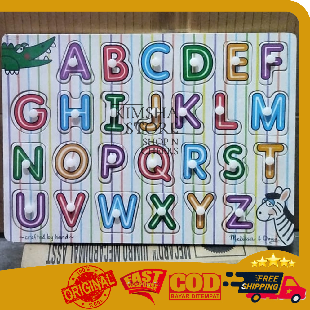 Jual Puzzle Kayu Abjad Huruf Kosakata Besar A - Z Wood Knob Mainan ...