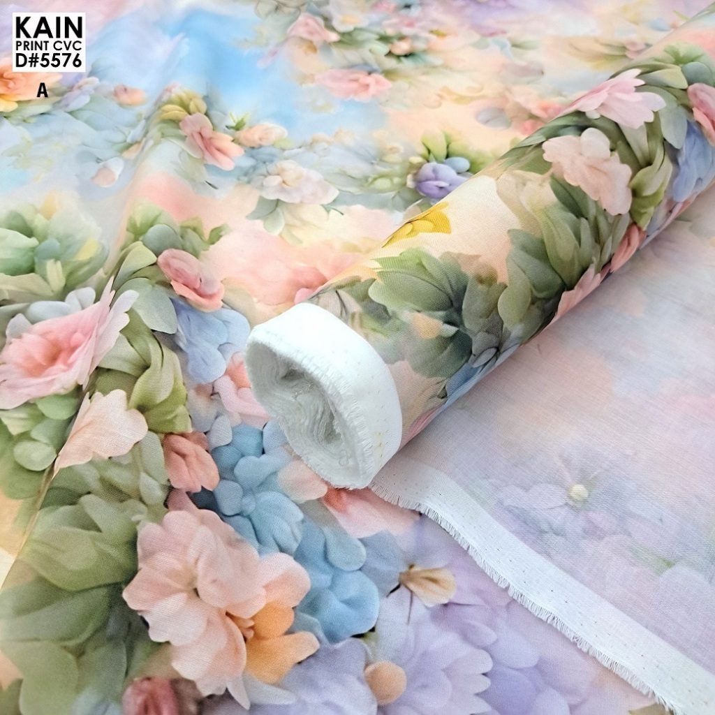Jual Kain Katun / Kain Katun print CVC Motif D-5576 (Per 0.50 meter ...