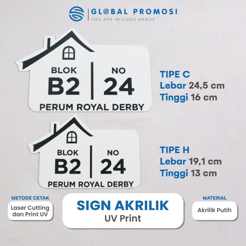 Jual Papan NOMOR RUMAH Akrilik Custom Tipe C / Tipe H No Rumah Acrylic ...