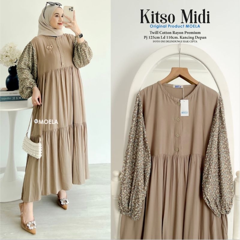 Jual KITSO MIDI DRESS MURAH TWILL COTTON RAYON PREMIUM TEBAL ADEM HALUS ...