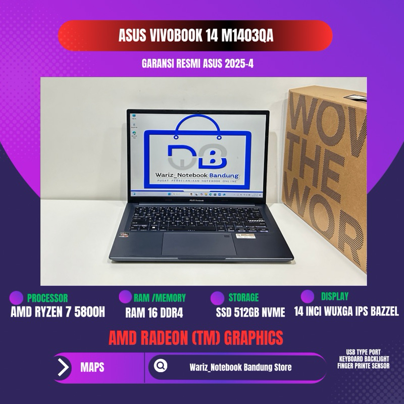 Jual ASUS VIVOBOOK 14 M1403QA AMD RYZEN 7 5800H RAM 16GB SSD 512GB ...