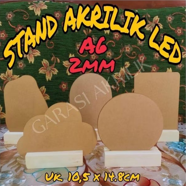 Jual Akrilik Stand Kayu LED A6 / Akrilik 2MM A6 1 Set | Shopee Indonesia
