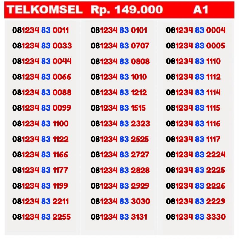 Jual Perdana Simpati ABAB AABB Murah Meriah 4G LTE, Nomor Cantik Simpati, Nomor Cantik Telkomsel ...