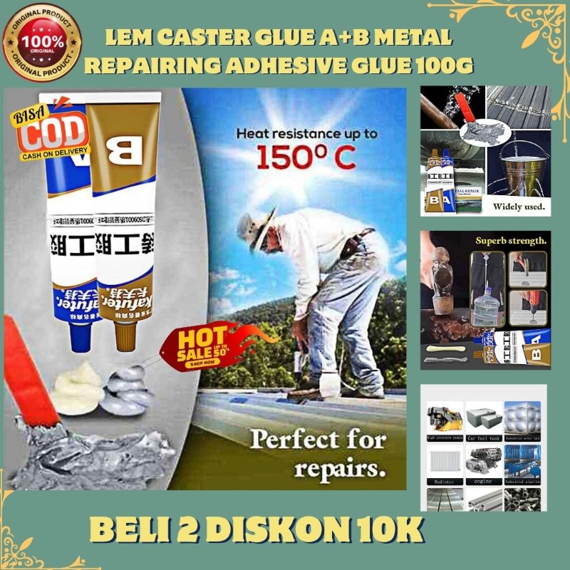 Jual {ORIGINAL 100%} Lem Caster Glue A+B Metal Repairing Adhesive Glue ...