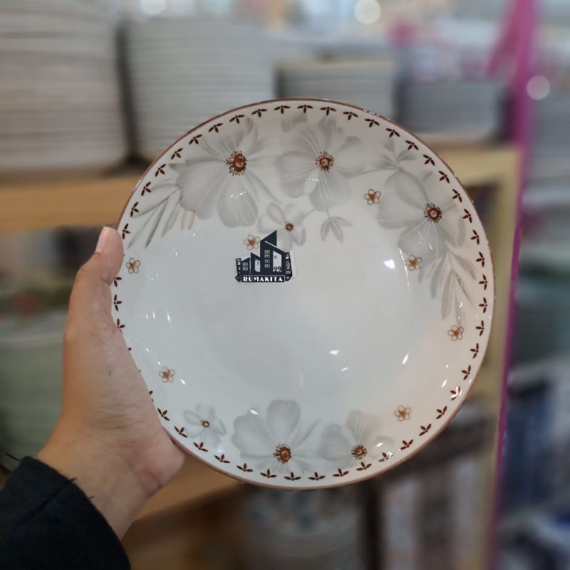 Jual Piring Keramik Piring Estetik Bunga Coklat 8INC 20CM | Shopee ...