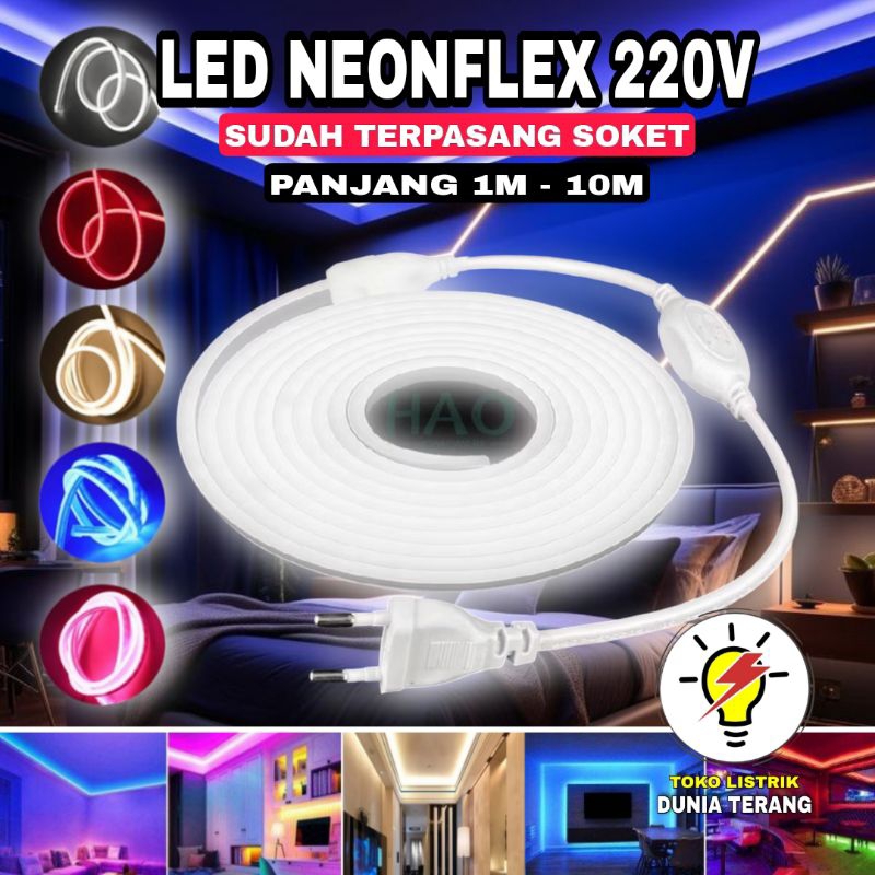 Jual Paket Lampu LED NEON FLEX 220V Lengkap Tinggal Colok Strip ...