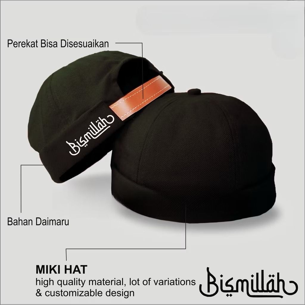 Jual Topi Miki Hat Dewasa POLOS Dan Kaligrafi Peci Gaul Premium ...