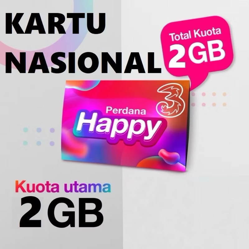 Jual Perdana Tri Happy Total Kuota 2GB Nasional | Shopee Indonesia