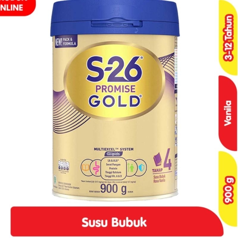 Jual S26 PROMISE GOLD 4 SUSU PERTUMBUHAN ANAK 3-12 TAHUN VANILA 900G | Shopee Indonesia