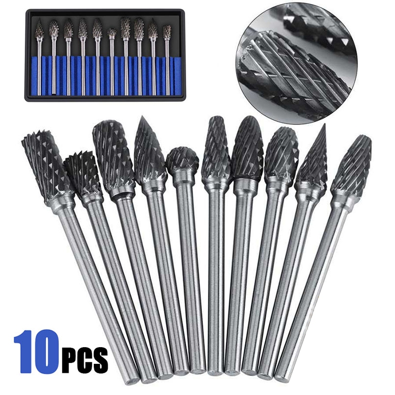 Jual Mata Bor Tungsten Carbide Cone Spiral 1/8 Inch 10 PCS 1 Set ...