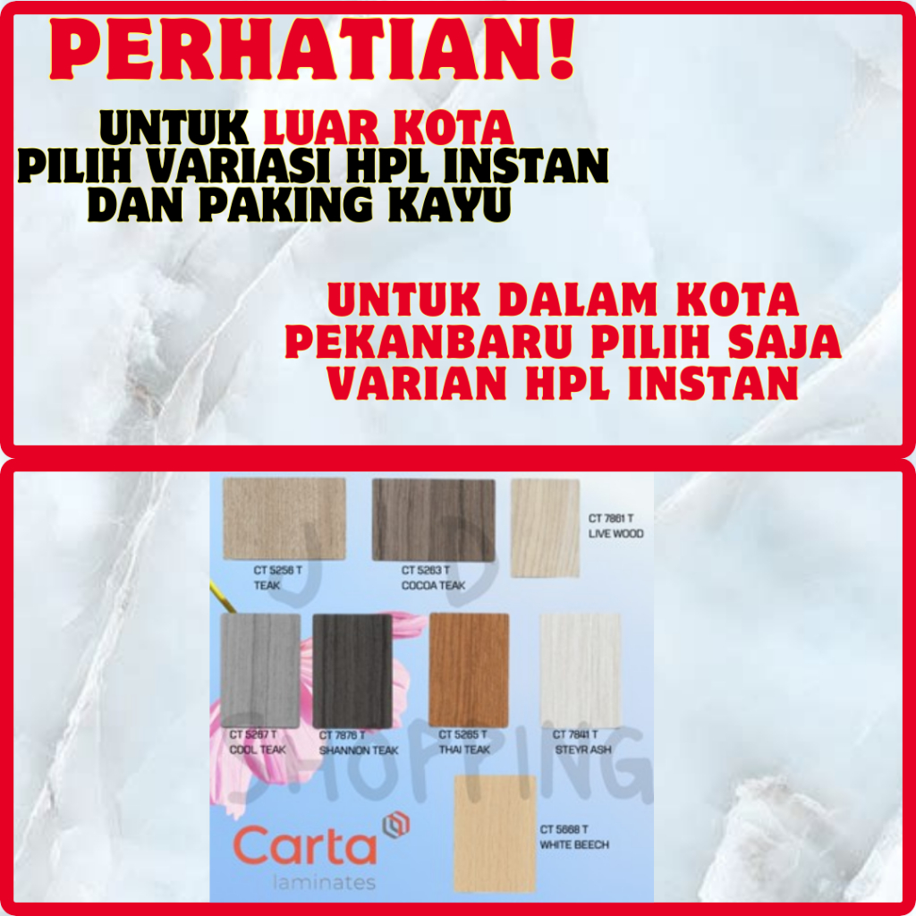 Jual (LUAR KOTA WAJIB PALLET KAYU) HPL CARTA WOODGRAIN CT 7841/7861 ...