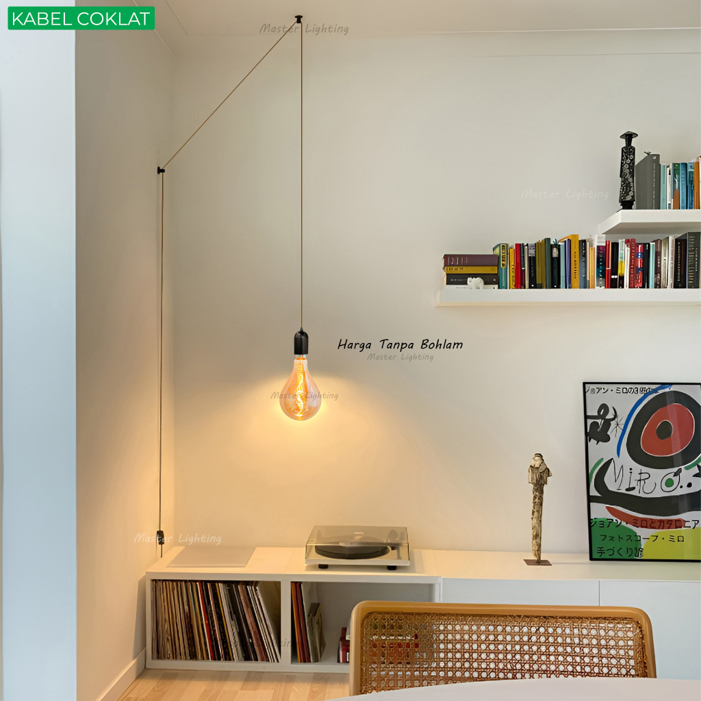 Jual Lampu gantung fiting aluminium oval e27 + saklar on off colokan ...