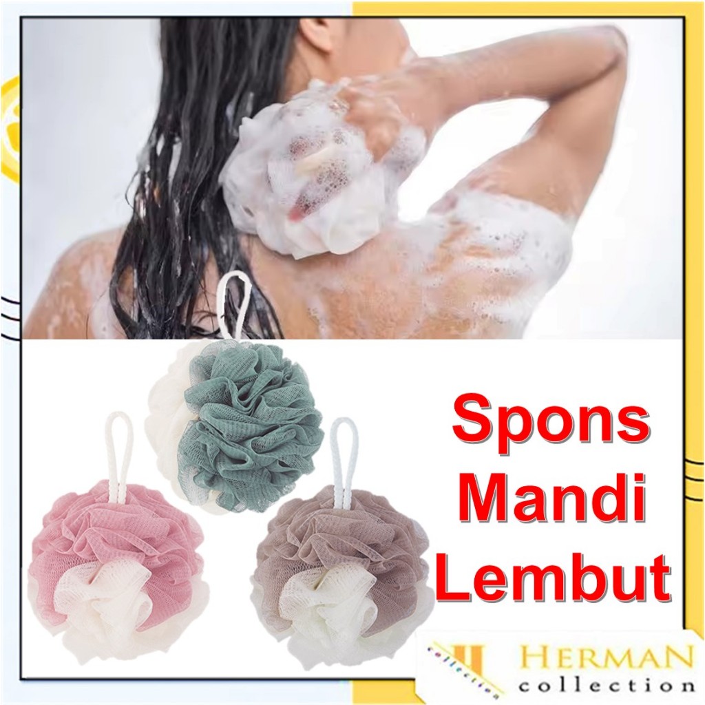 Jual HC Spons Mandi Jaring Bulat Tebal Pembersih Badan 2 Warna Shower ...