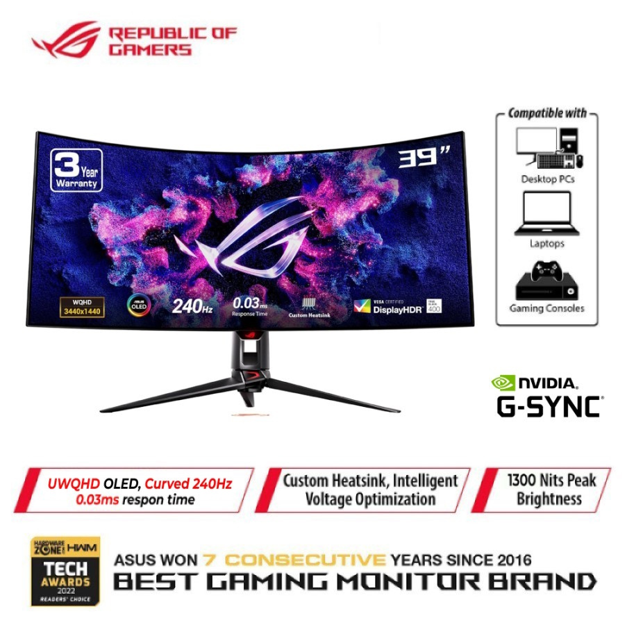 Jual ASUS ROG Swift OLED PG39WCDM Gaming Monitor 39" Curved OLED panel ...
