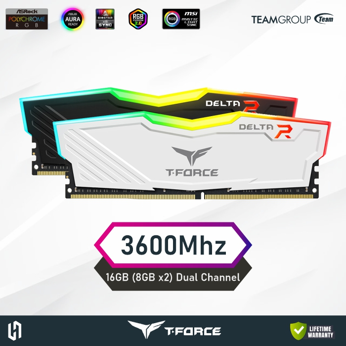 Jual Team Delta RGB DDR4 16GB (8GB x2) 3600Mhz Longdim RAM PC Komputer ...