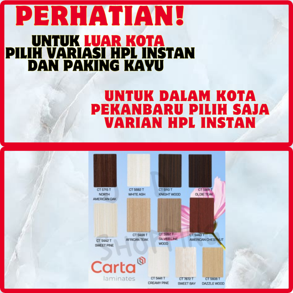 Jual (LUAR KOTA WAJIB PALLET KAYU)HPL CARTA WOODGRAIN CT 5682/06/5441 ...