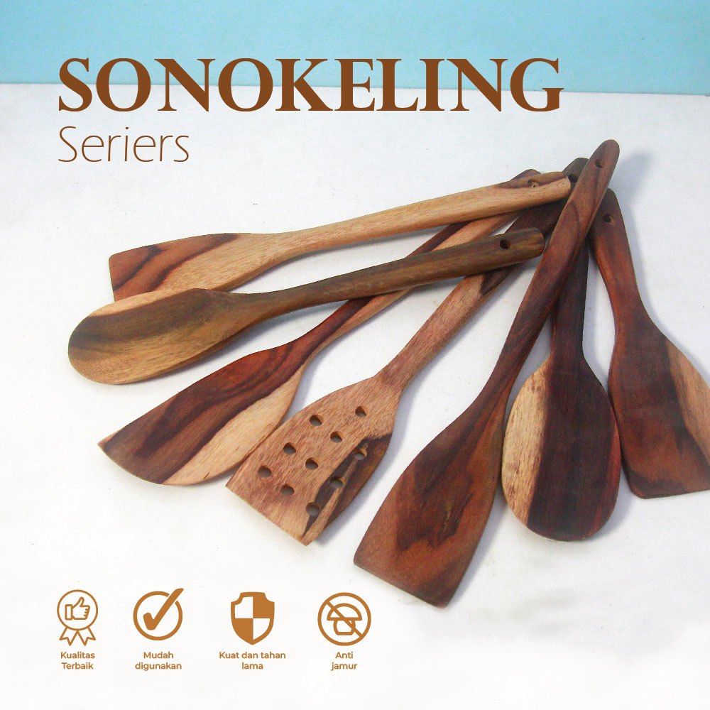 Jual Spatula Sutil Sendok Masak Bahan Kayu Anti Jamur Sonokeling Halus ...