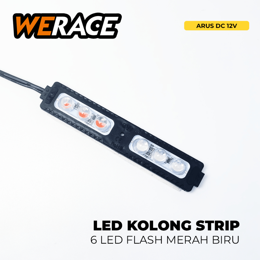 Jual WERACE Lampu Modul LED Kolong Strip 6 Mata Pisah 12V Merah Biru Kedip Flash Variasi 3Watt ...