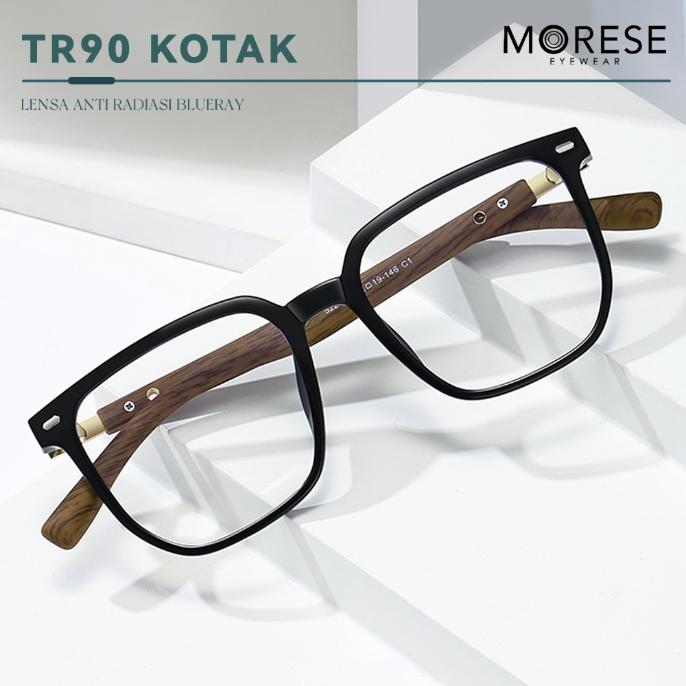 Jual Morese Kacamata Antiradiasi Blueray Model Kotak Wood Fashion Pria ...