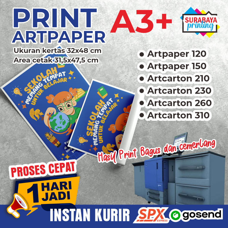 Jual Cetak Poster Print a3+ custom ukuran 32x48 cm kertas artpaper ...