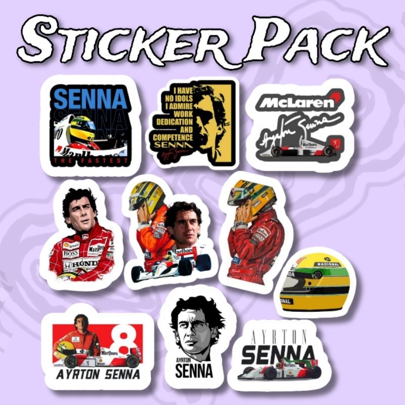 Jual Sticker F1 Ayrton Senna Pack isi 10 pcs vinyl waterproof | Shopee ...