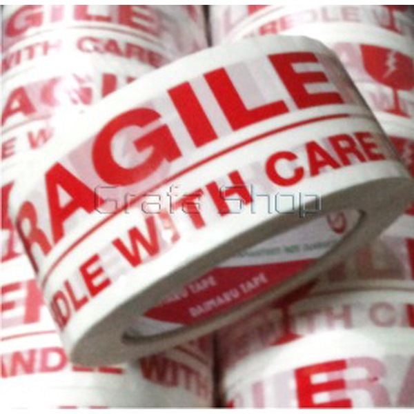 Jual Lakban dengan tulisan FRAGILE jangan dibanting pengaman packing ...