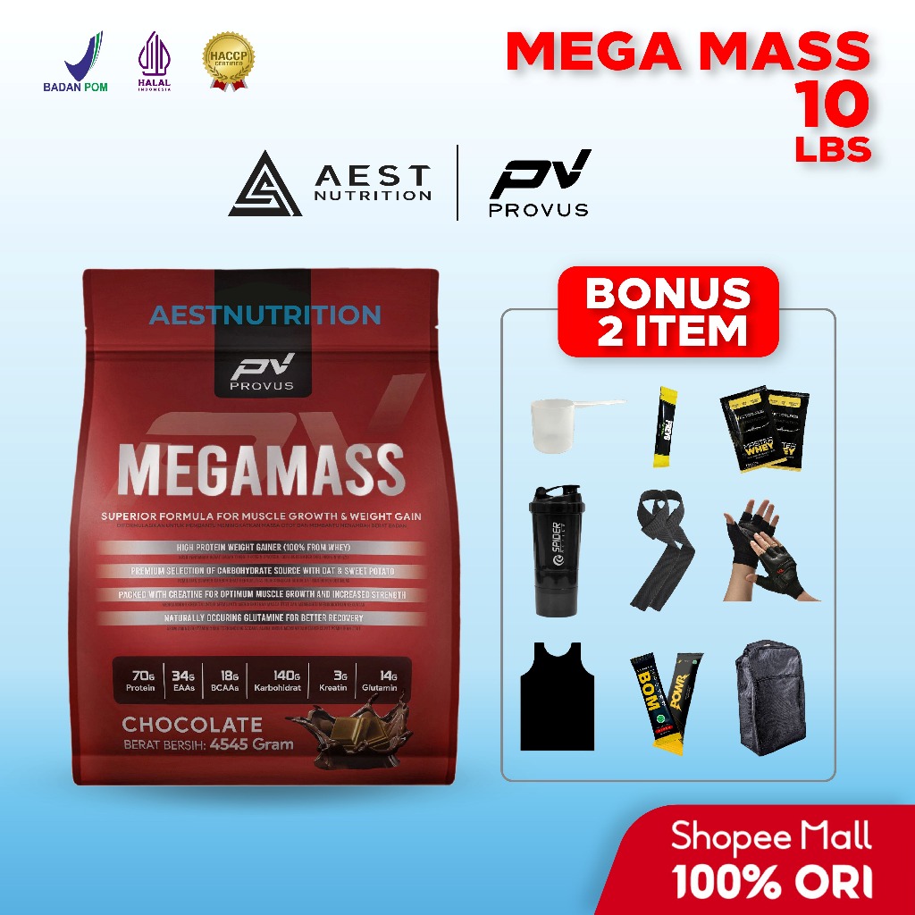Jual Provus Mega Mass 10 lbs Susu Gainer Protein Penggemuk Penambah ...