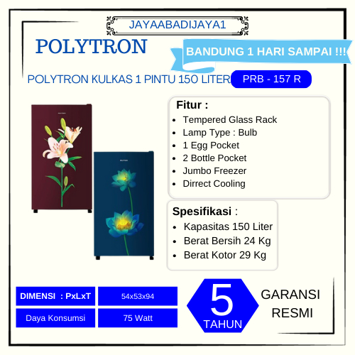 Jual Polytron Kulkas 1 Pintu 150L PRB-157R / PRB 157 R / PRB157 ...