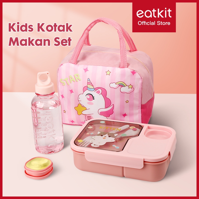 Jual Eatkit Paket Tempat Makan Anak 1450ml Lunch Box Set 3 Sekat BPA Free Kotak Bekal Karakter ...