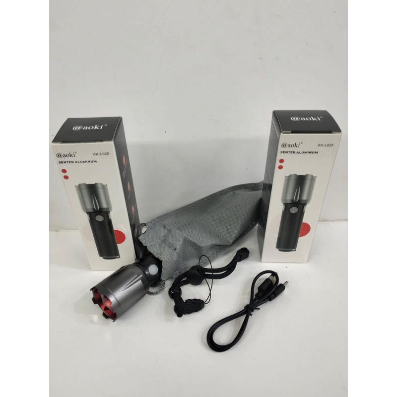 Jual Senter Aluminium LED Aoki Ak-L025 Zoom Pencahayaan Menyebar dan ...