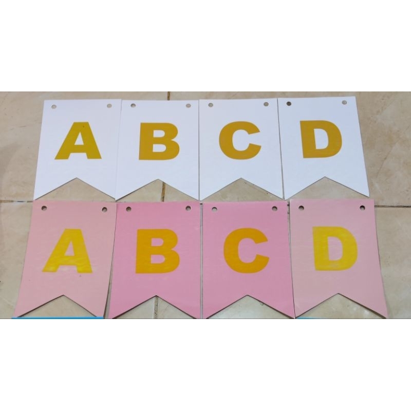 Jual Banner Huruf Custom Nama Putih Gold/Pink Gold/Flag Custom Nama ...