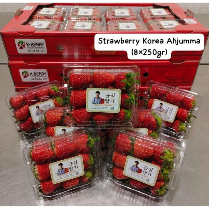 Jual Strawberry Korea Ahjumma berat 250/pac | Shopee Indonesia