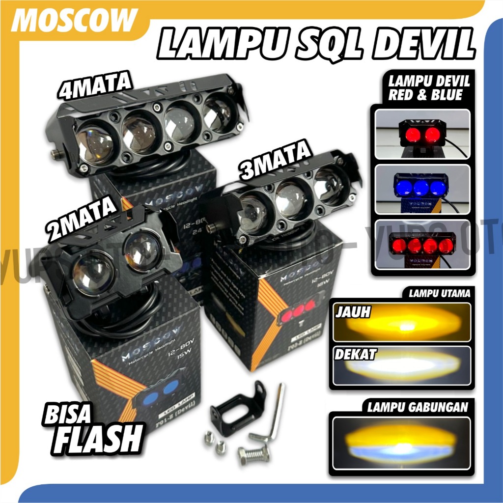 Jual LAMPU SQL 3 MATA DENGAN DEVIL ANGEL EYE WARNA BIRU MERAH LAMPU ...