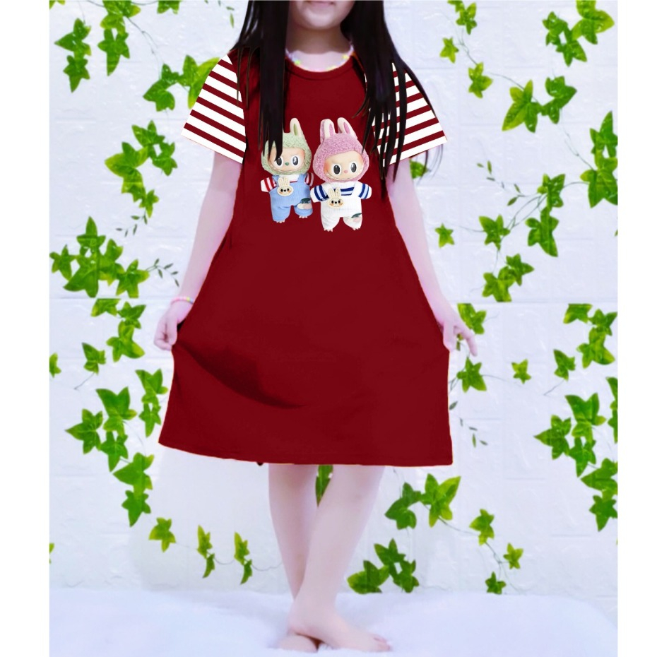 Jual DASTER ANAK PEREMPUAN LABUBU STRIPE 3-12 TAHUN | Shopee Indonesia
