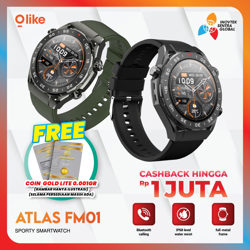 Jual Olike FM01 ATLAS Smartwatch 1.39" HD Display Waterproof IP68 BT ...