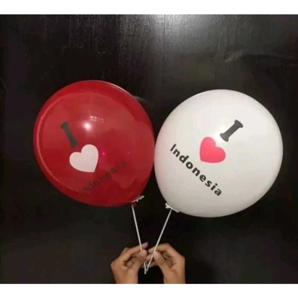 Jual HSM - (1 Bungkus) Balon I Love Indonesia Balon Merah putih / Balon ...