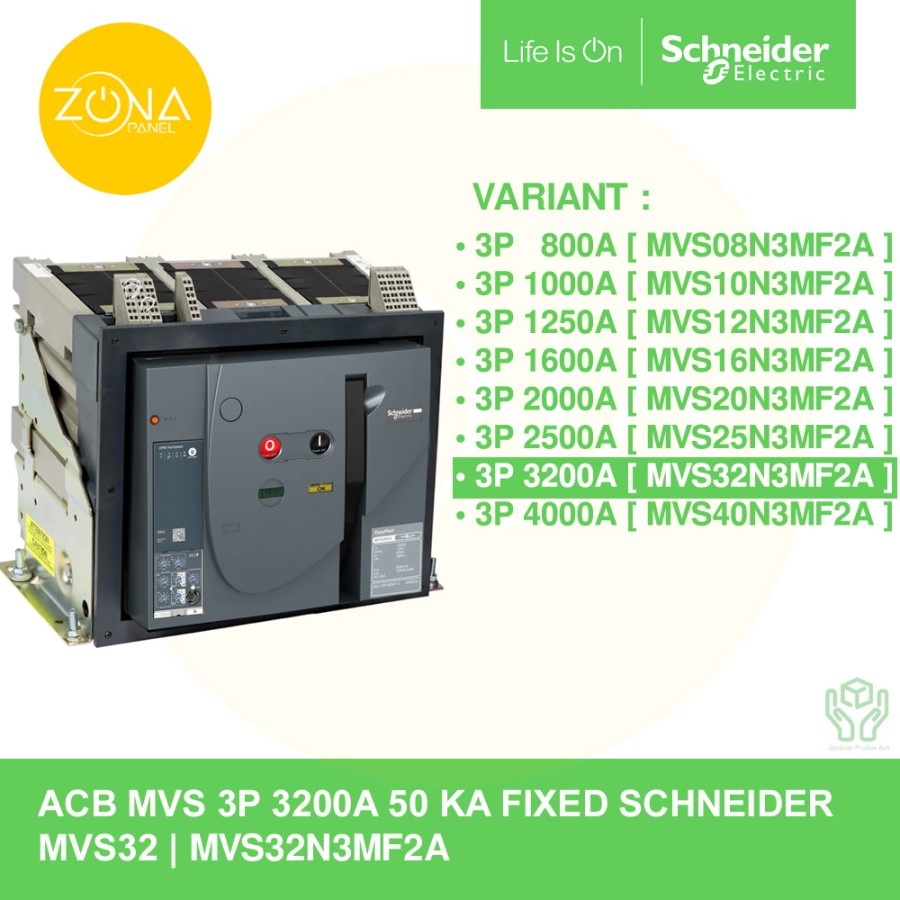 Jual ACB SCHNEIDER MVS MVS32 3P 3200A FIXED TYPE 50KA MVS32N3MF2A ...