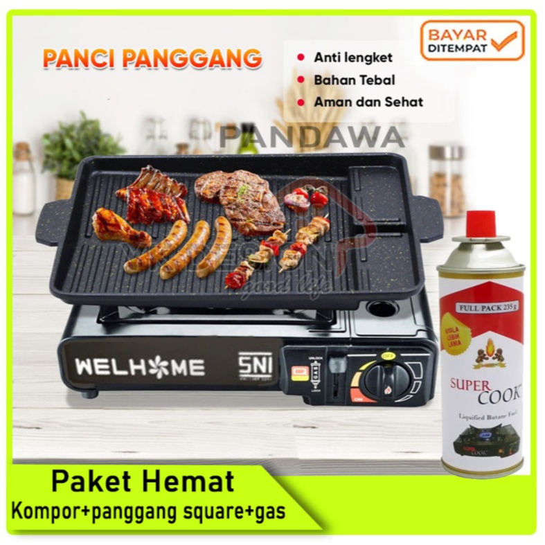 Jual Paket Barbeque/BBQ Set Kompor Portable free Tas + BBQ Square Grill ...