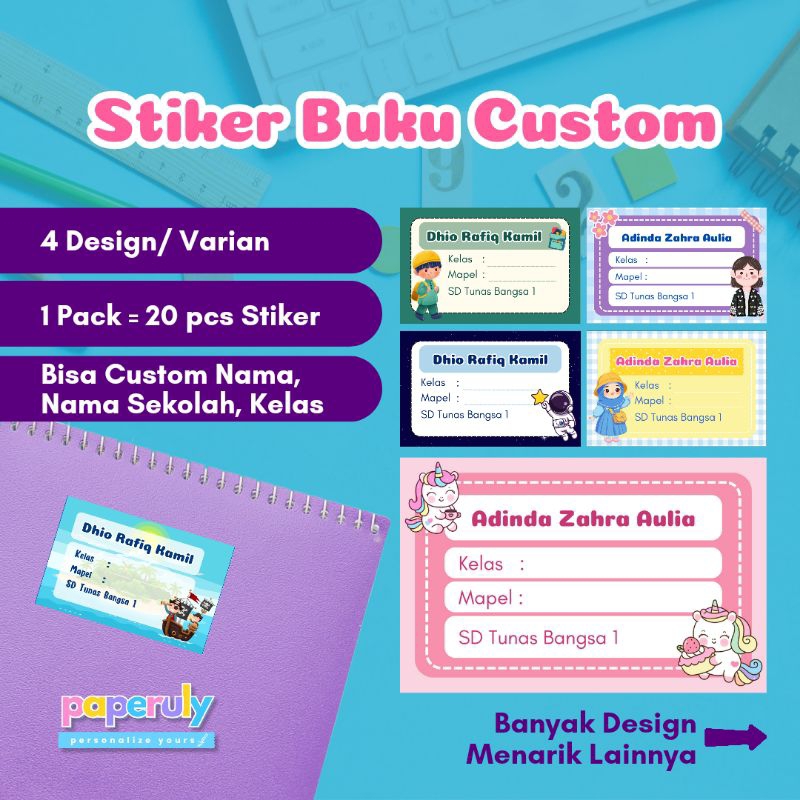 Jual Stiker Buku Sticker Label Buku Mata Pelajaran Custom | Shopee ...