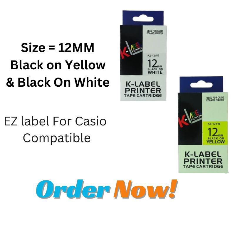 Jual ez label k-label Tape printer 12mm compatible casio EZ tape ...