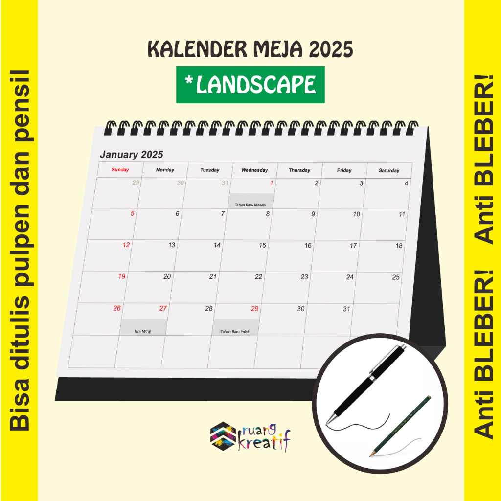 Jual [ Ruang Kreatif ] Kalender Meja 2025 - Bisa Ditulis Pulpen ...