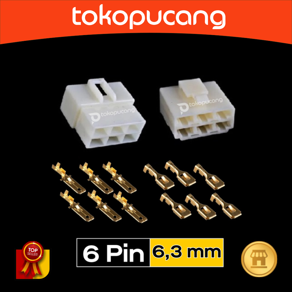 Jual Soket 6P 6,3mm Skun 6 Pin Male + Female Socket Motor Mobil Jack 6 ...