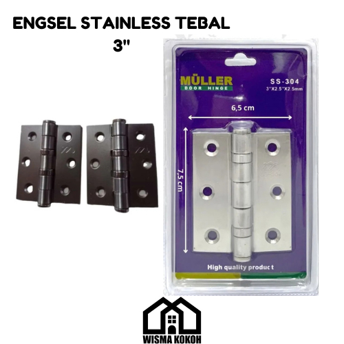 Jual 1 DUS (12 SET) MULLER ENGSEL PINTU / JENDELA / LEMARI STAINLESS ...