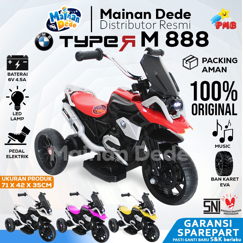 Jual Mainan Motor Aki Anak PMB 888 BAN KARET M888 M-888 BMW TYPE R ...